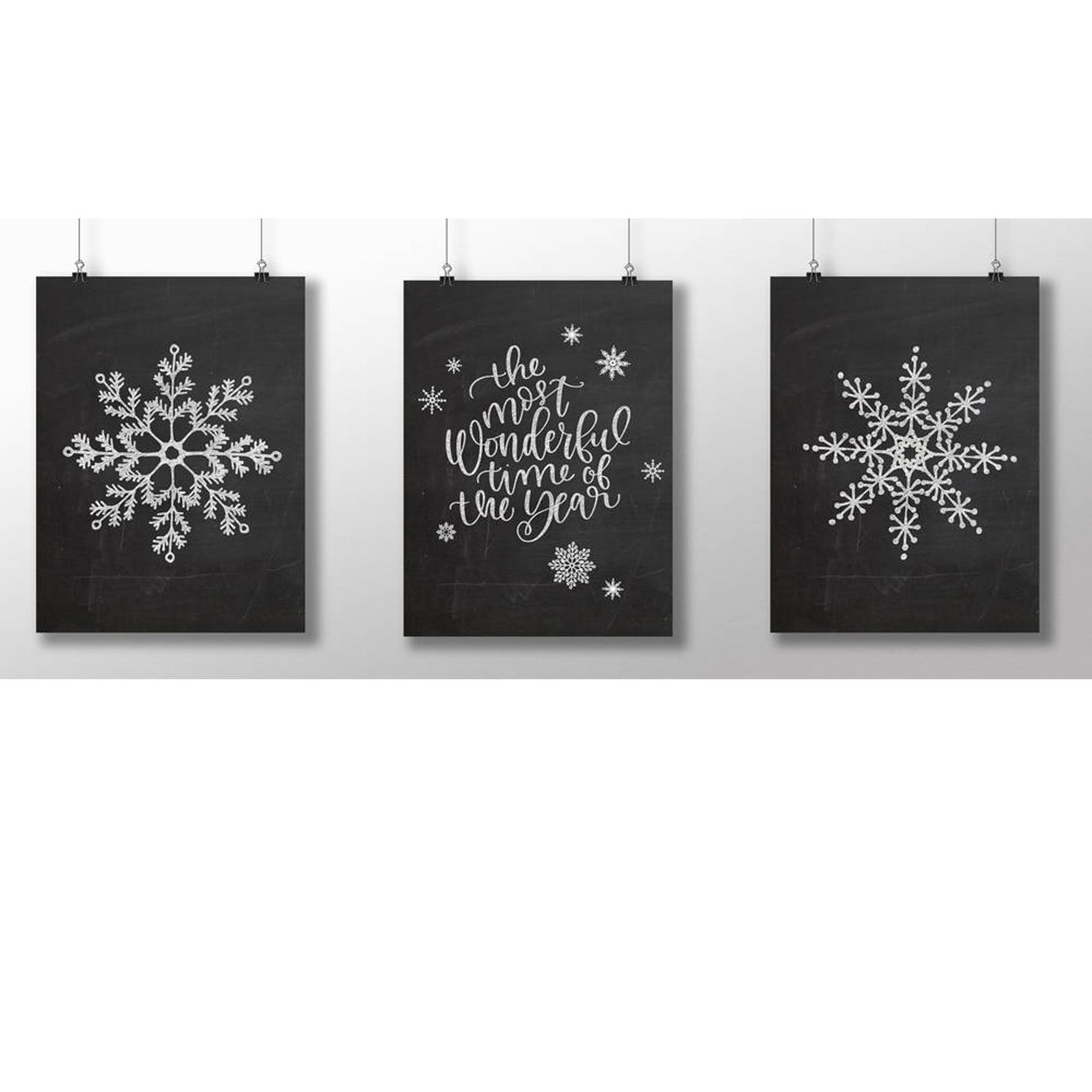 Most Wonderful Time Posterswinter Wall Artsnowflake Wall Artchalkboard ...