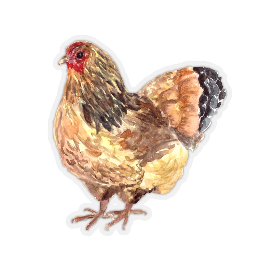 Mama Hen Sticker~watercolor Kiss-cut Chicken Laptop Decal~clear Back ...