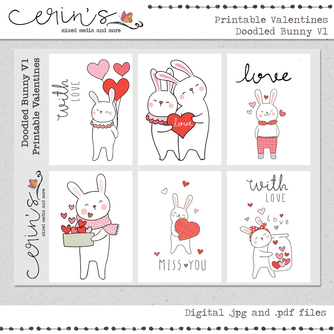 Printable Bunny Valentine Cardsrabbit Classroom - Etsy