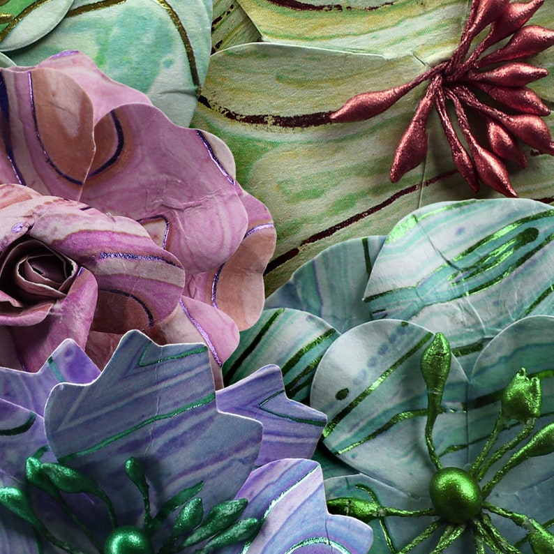 Marbled Paper Flowers Vol.1realistic Digital Flower | Etsy