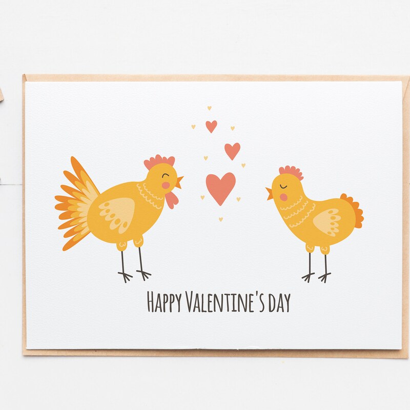 Chicken Valentine Card - Etsy