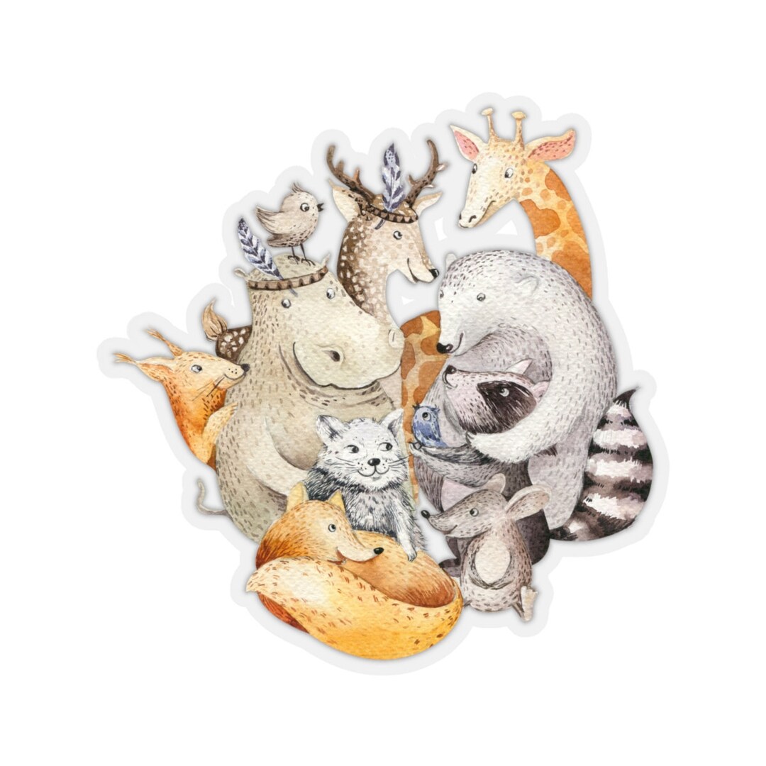 Animal Friends Sticker~watercolor Kiss-cut Decal~boho Animals Nursery ...