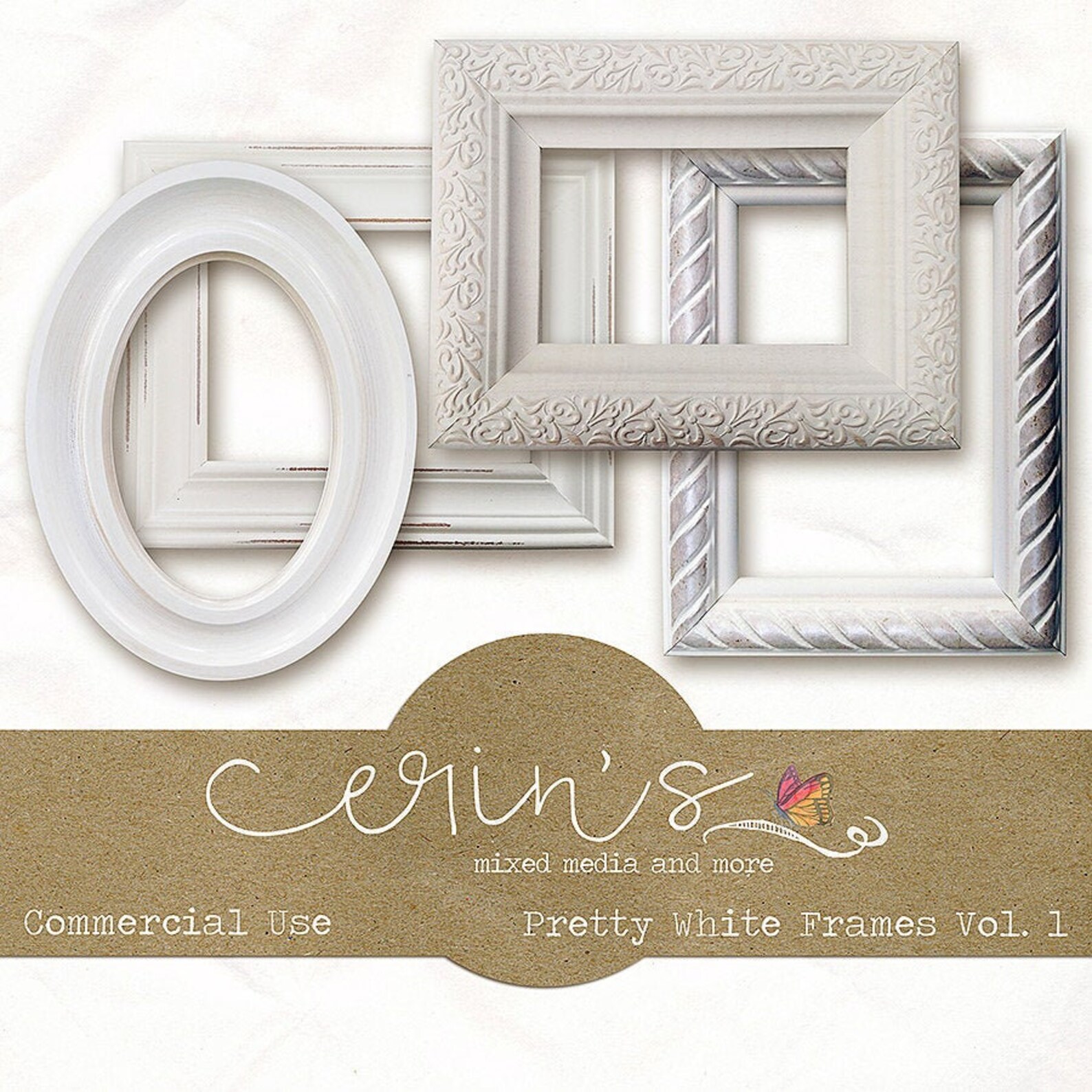 Pretty White FramesDigital Scrapbooking FramesPrintable | Etsy