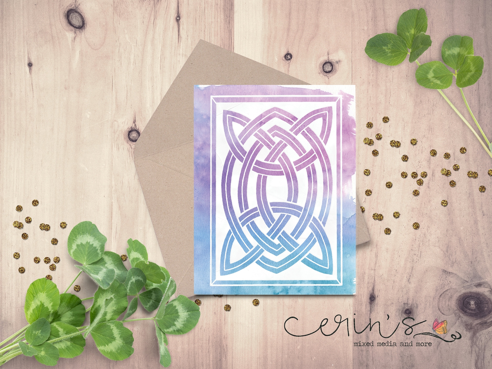 Blank Celtic Card~celtic Knot Card~watercolor Celtic Card~knotwork ...