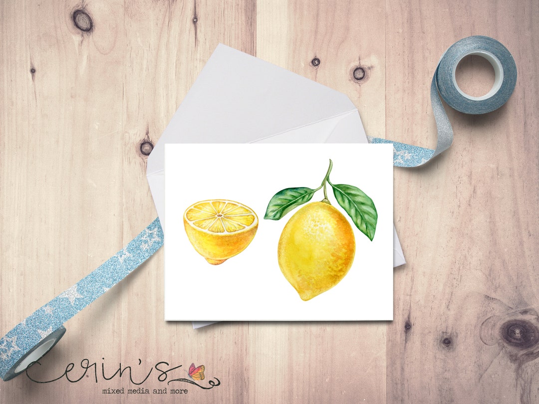 Cut Lemon Card Set~watercolor Summer Fruit Notecards~lemon Gifts ...