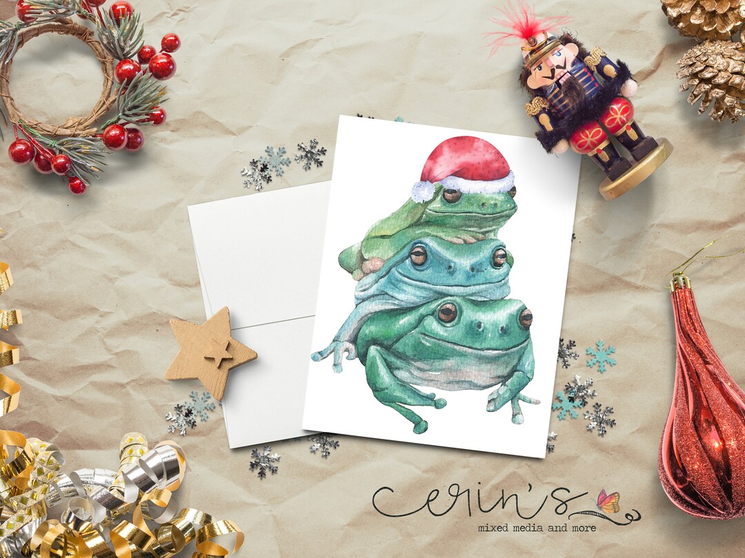Watercolor Tree Frog Christmas Card~exotic Animal Holidays Greetings ...