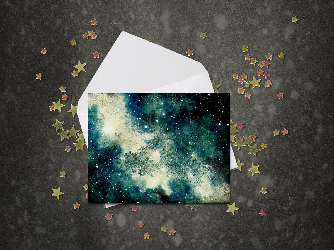 Galaxy Mixed Set Watercolor Notecards~painted Night Sky Scenery Cards ...