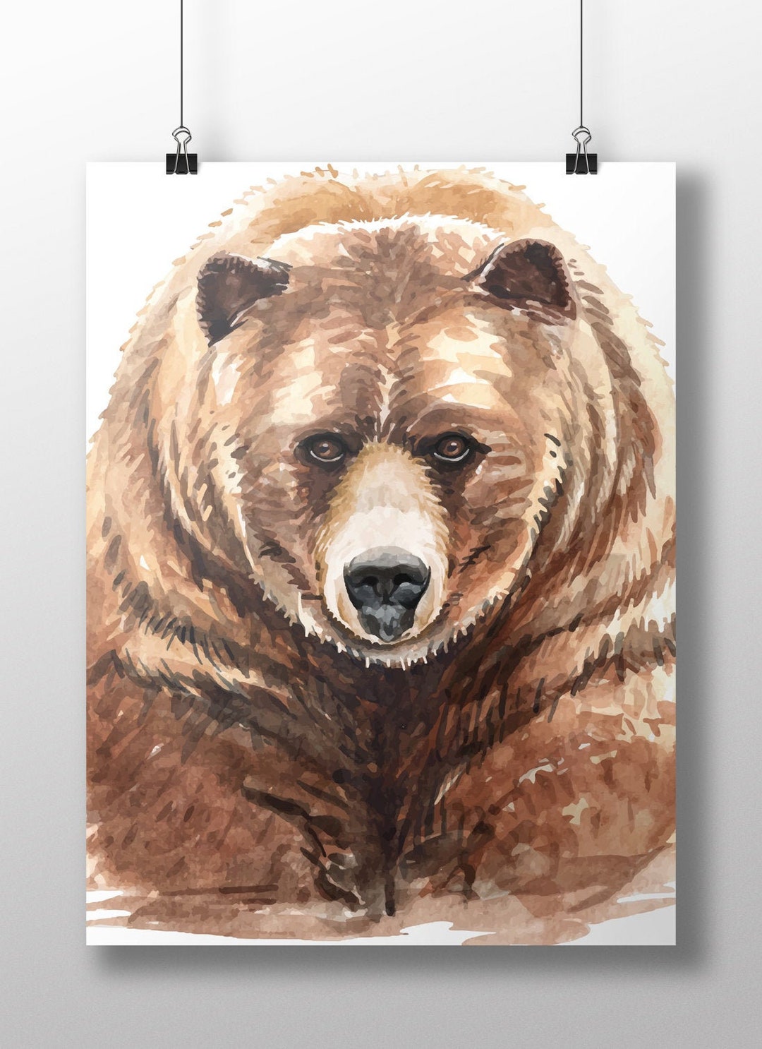 Watercolor Brown Bear Art Print~woodland Creatures Painting~rustic Home ...