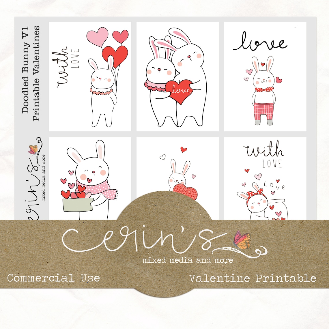 Printable Bunny Valentine Cardsrabbit Classroom - Etsy