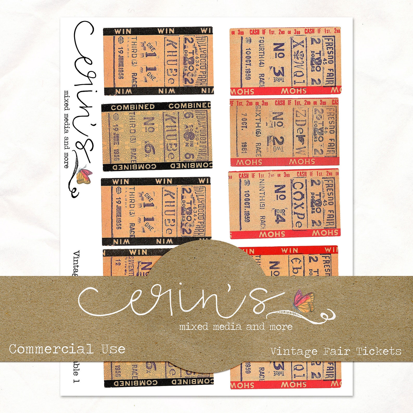 Vintage Fair Ticket Collage Sheet Printablejunk Journal - Etsy