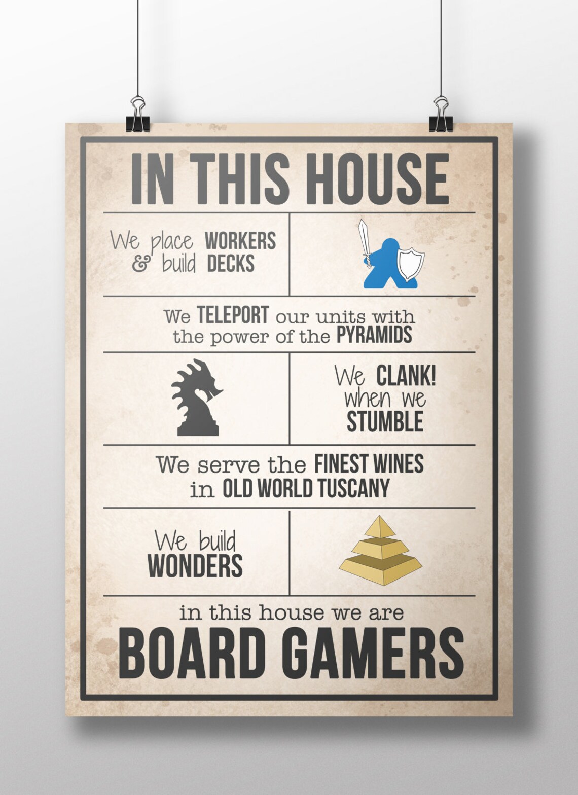 Printable Custom Parchment Style Board Game Wall | Etsy