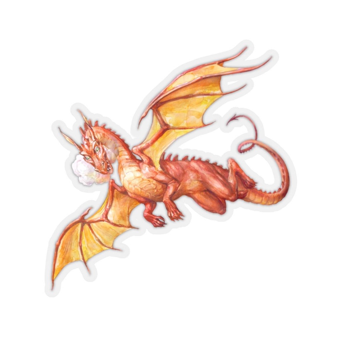 Orange Dragon Stickerhand Drawn Dragons Kiss-cut Decaldragon - Etsy