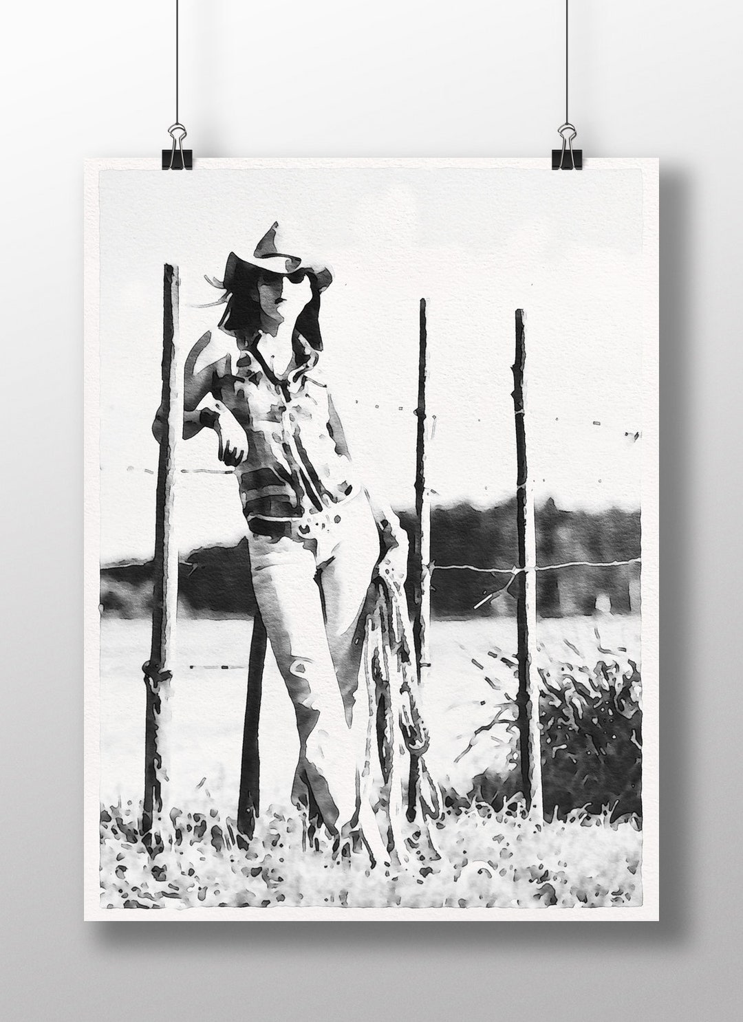 Tough Cowgirl Ink Painting~rustic Wall Decor~industrial Cowboy Art ...