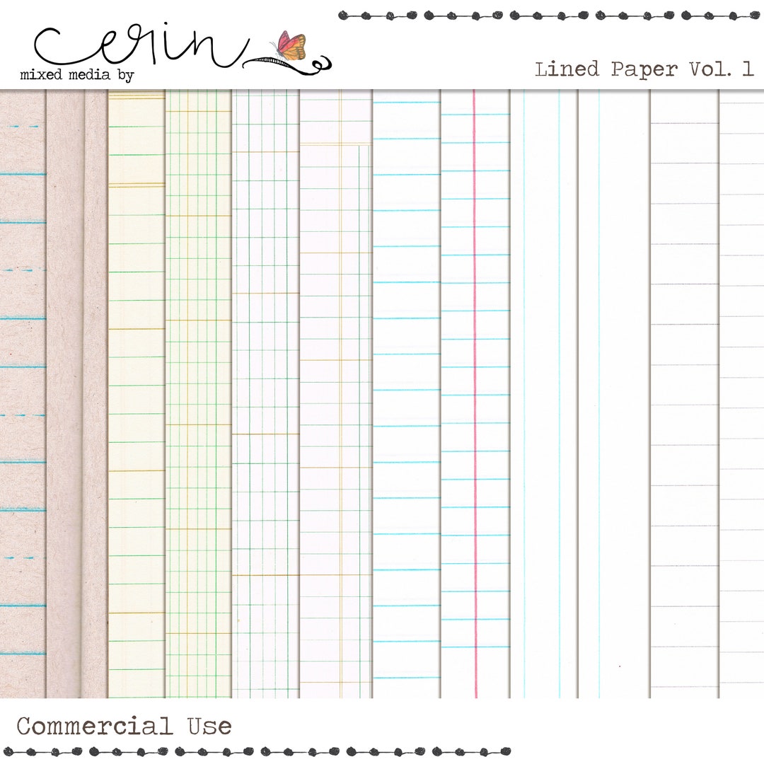 Digital Lined Paper~digital Notebook Paper~digital School Paper~ledger ...