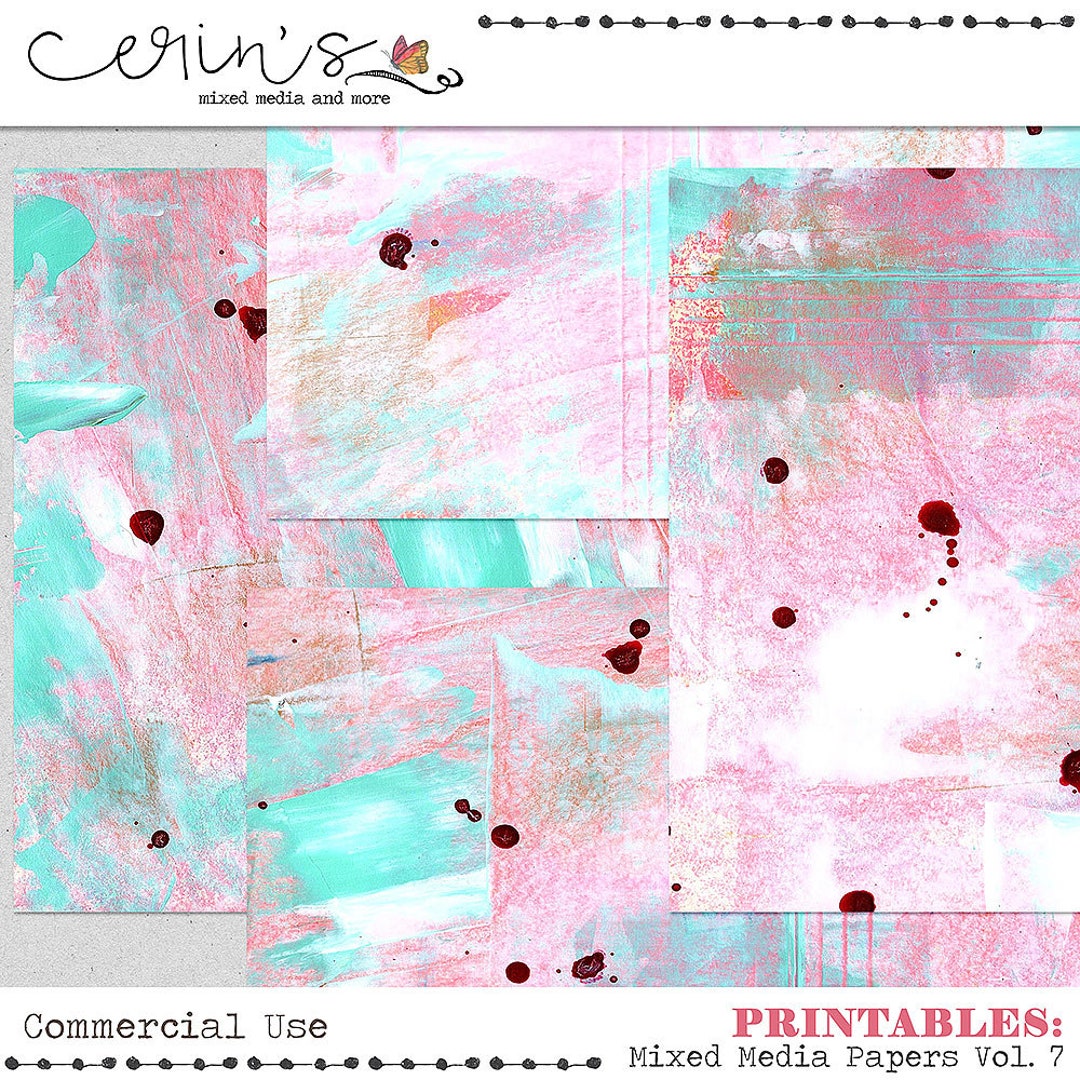Printable Pink and Blue Spring Mixed Media Papers~junk Journal ...