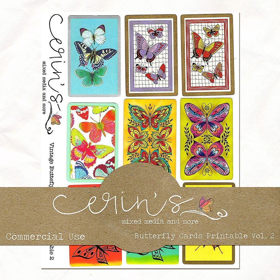Butterfly Vintage Playing Card Printable Bundlejunk Journal - Etsy