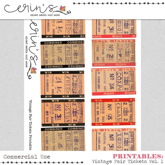 Vintage Fair Ticket Collage Sheet Printablejunk Journal - Etsy