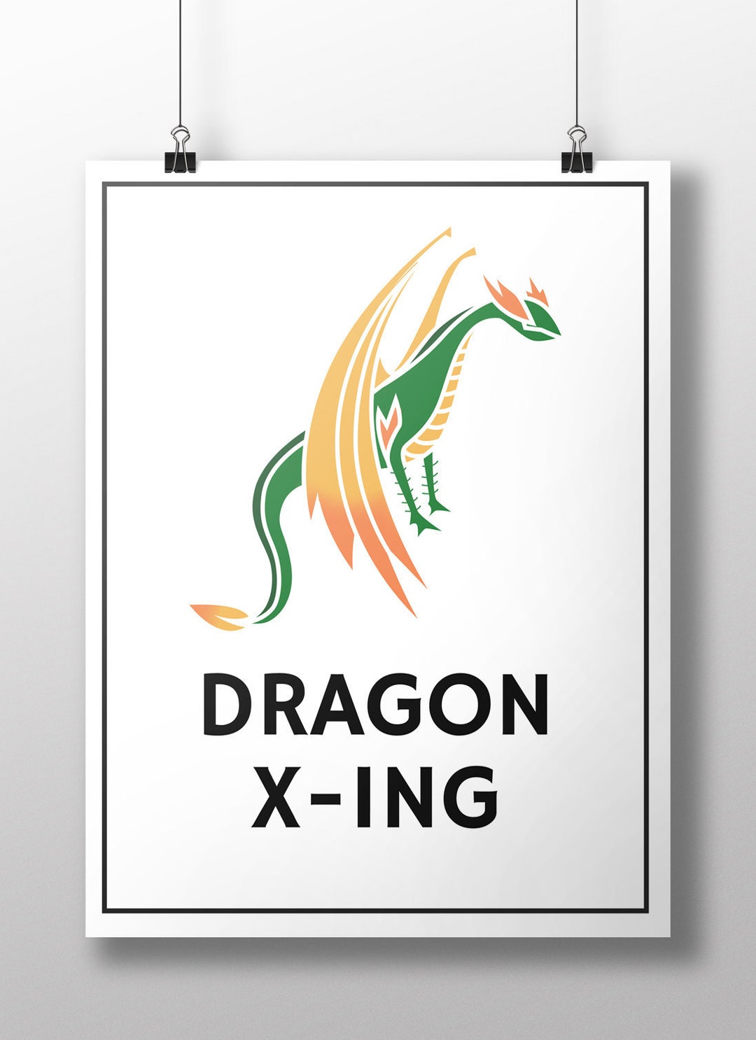 Dragon Crossing Warning Sign~dragon X-ing Poster~renaissance Faire Art ...