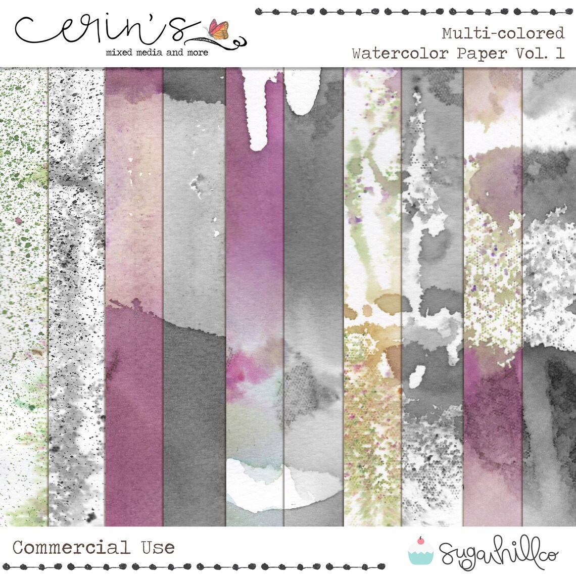 Multi-colored Digital Watercolor Paper~commercial Use~digital Paper ...