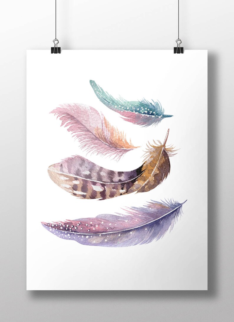 Bohemian Feather Stack Posterboho Stylebohemian Decorboho - Etsy