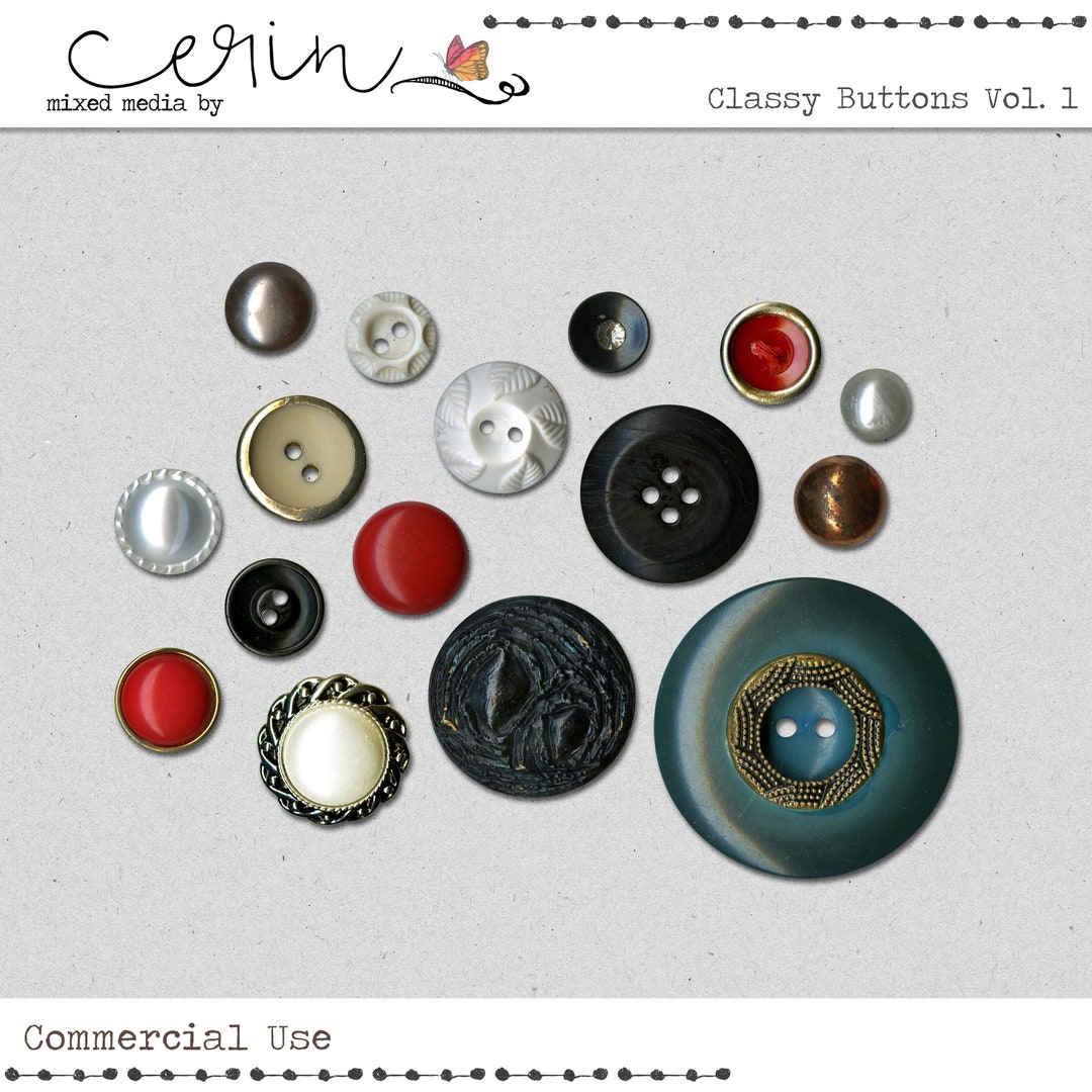 Digital Buttons~vintage Buttons~commercial Use Elements~realistic ...