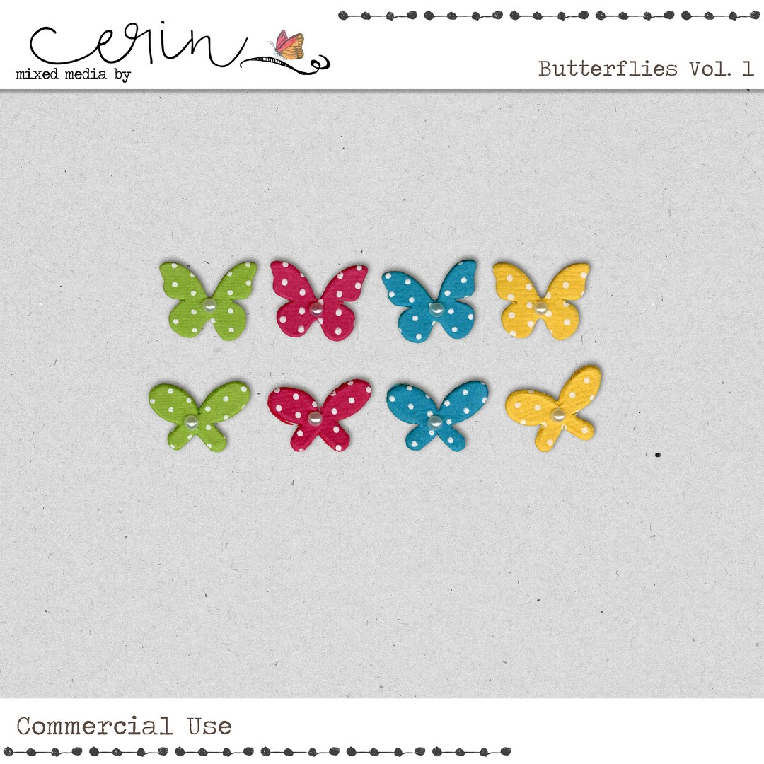 Paper Butterflies Vol. 1~polka Dot Digital Scrapbook Elements~digital ...