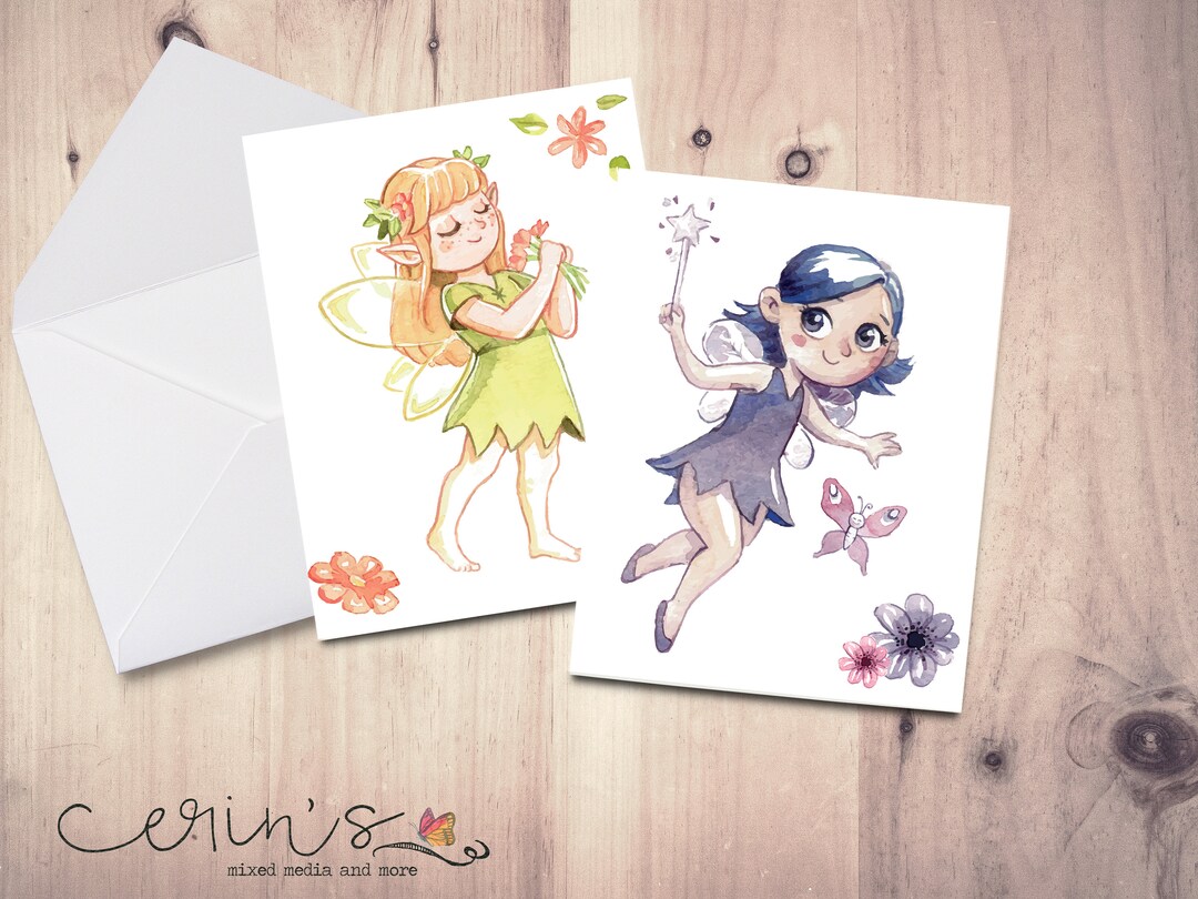 Fairy Mixed Set Notecards~watercolor Fairy Cards~fairy Party Invites ...