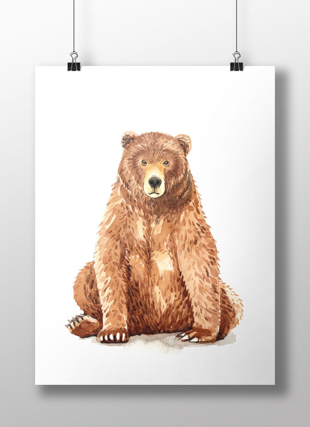 Grumpy Watercolor Bear Art Print~woodland Creatures Painting~rustic ...