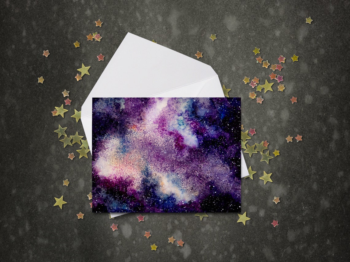 Watercolor Purple and Pink Galaxy NotecardsWatercolor Night | Etsy
