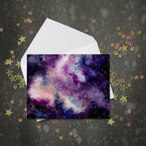 Watercolor Purple and Pink Galaxy Notecards~watercolor Night Sky Cards ...