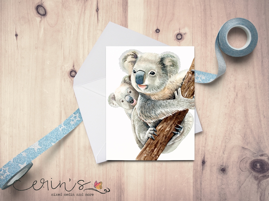 Watercolor Koala Mama and Baby Card Set~koala New Baby Note Cards ...