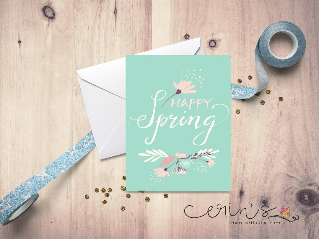 Happy Spring Greeting Card~pastel Spring Notecard~spring in Bloom Note ...