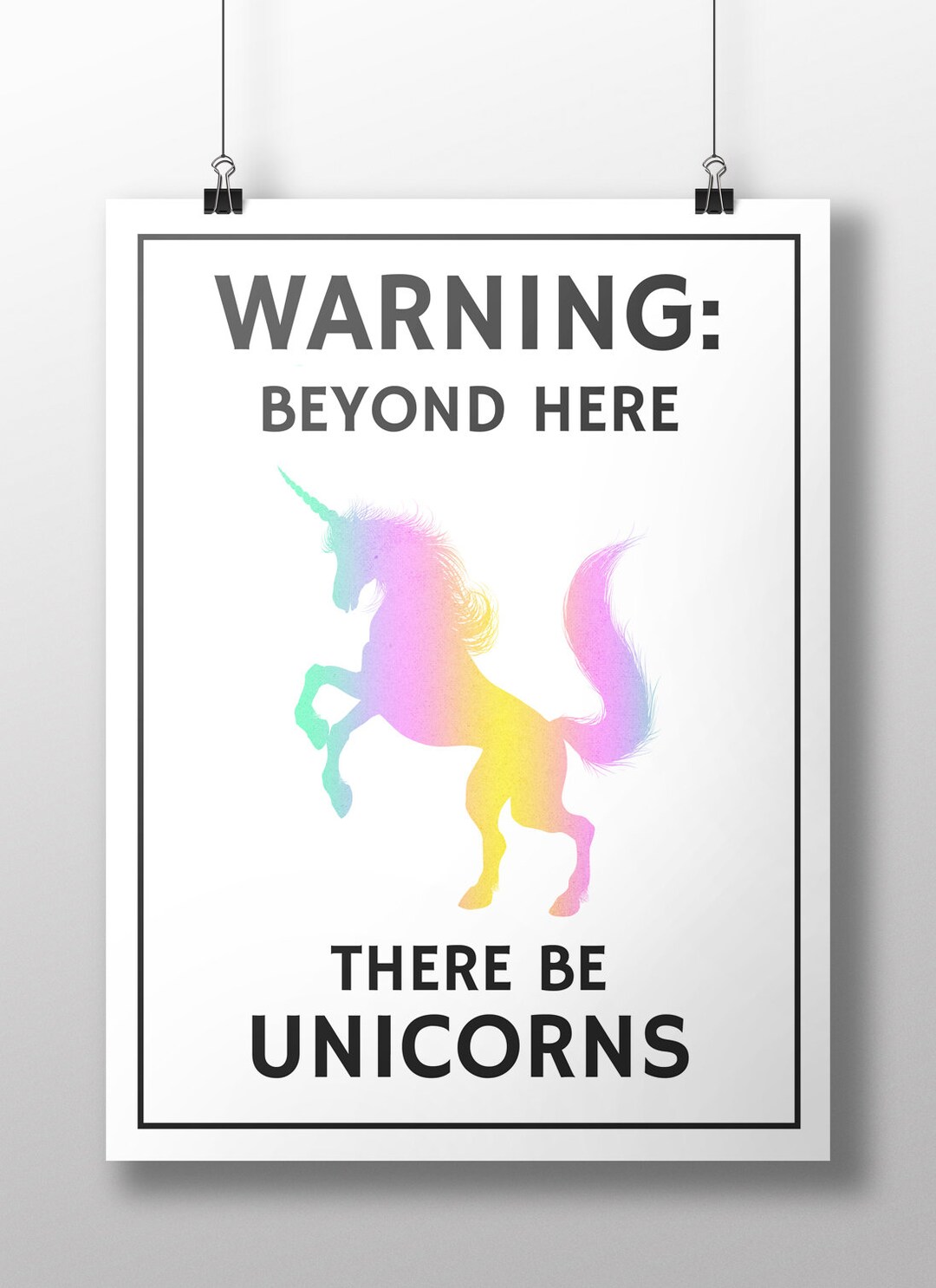 Unicorn Warning Sign~unicorn Poster~beyond Here Canvas~renaissance ...