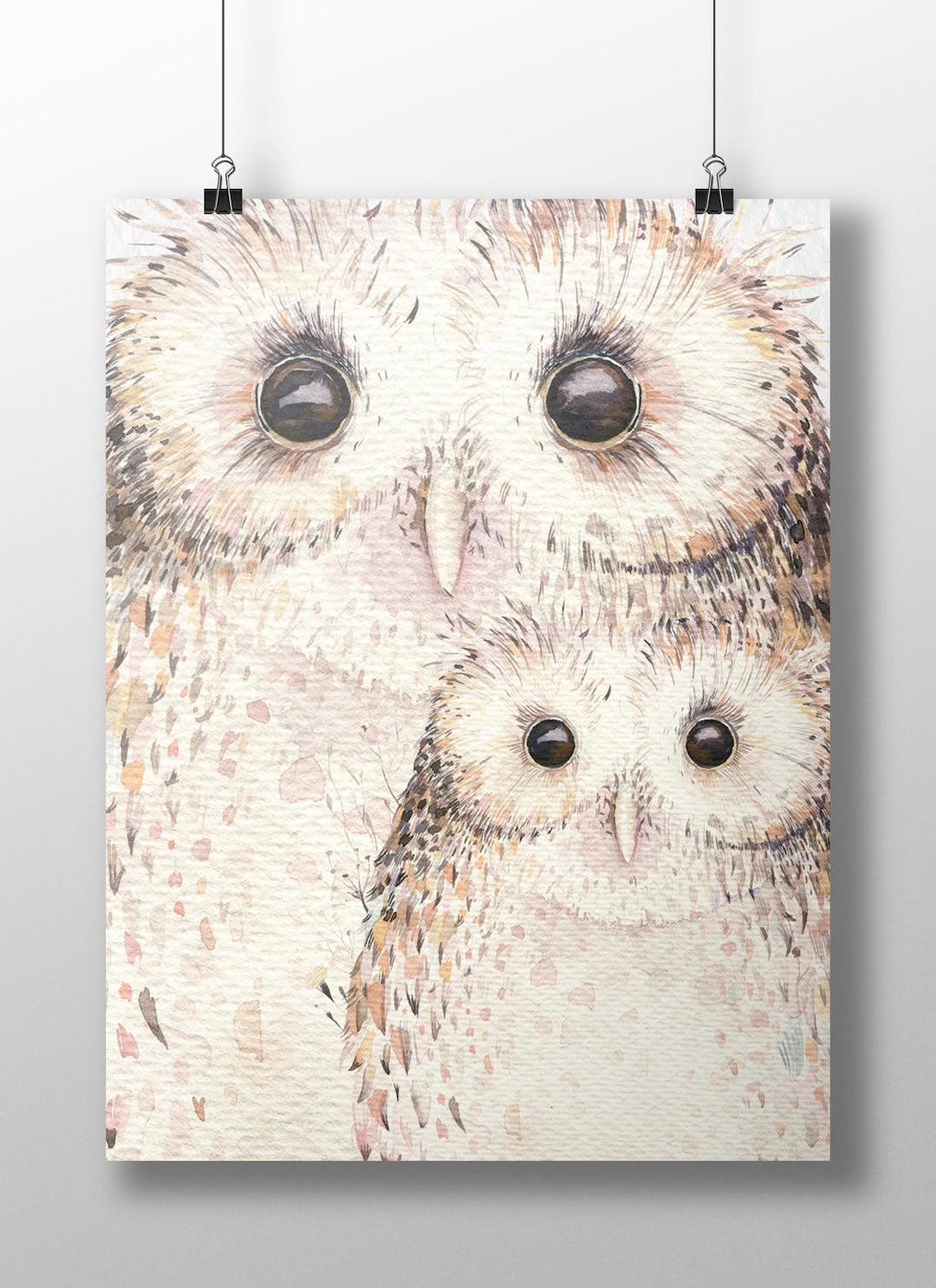 Baby Owl Watercolor Art Print~owl Family Kid's Room and Nursery Decor ...