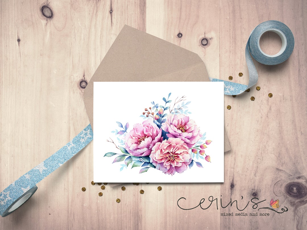 Peony Note Cards~watercolor Note Cards~watercolor Florals~recycled Note ...