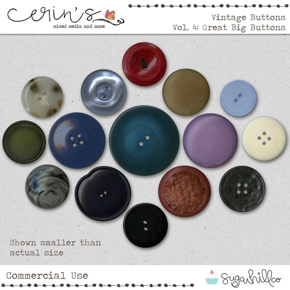 Digital BIG Buttonsvintage Commercial Use Elementsrealistic - Etsy