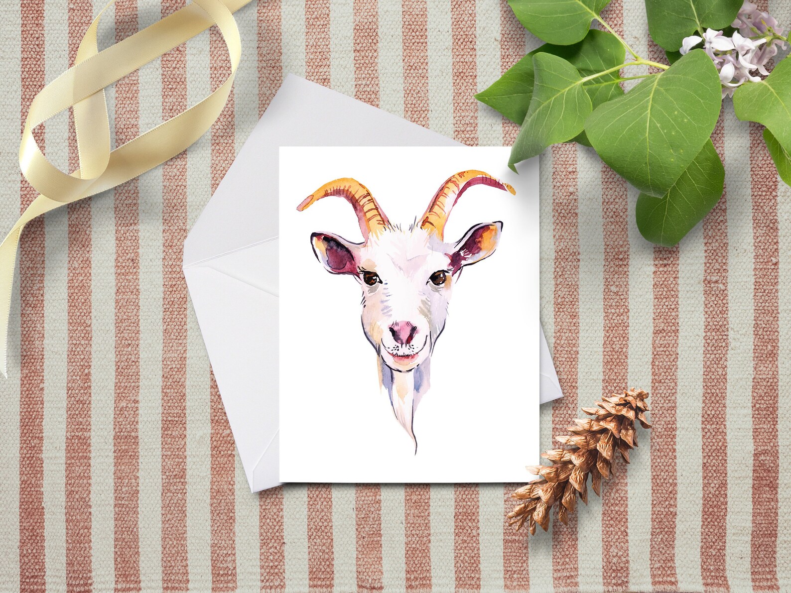 Illustrated Goat Face Farmhouse Notecardrustic Animal - Etsy