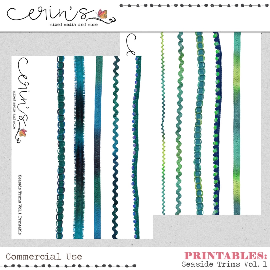 Seaside Trims Collage Sheet Printable~junk Journal Ephemera Elements ...