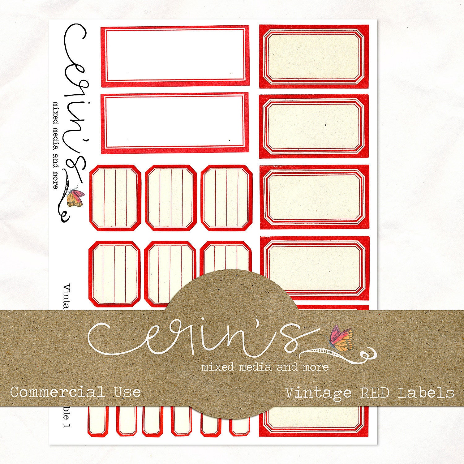 Assorted Vintage Red Labels Collage Sheet Printablejunk - Etsy