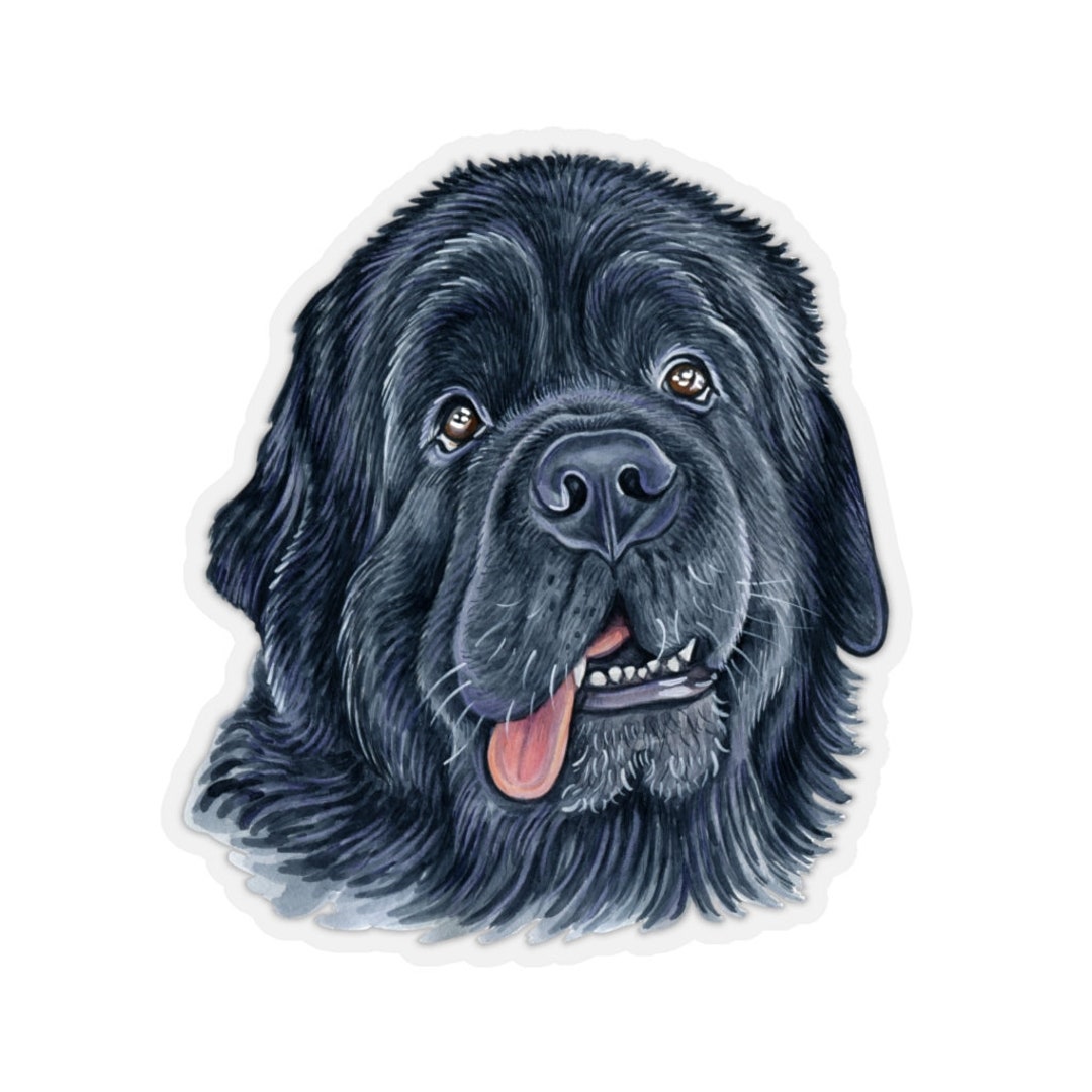 Black Newfoundland Dog Sticker~hand Drawn Dogs Kiss-cut Decal~pretty ...