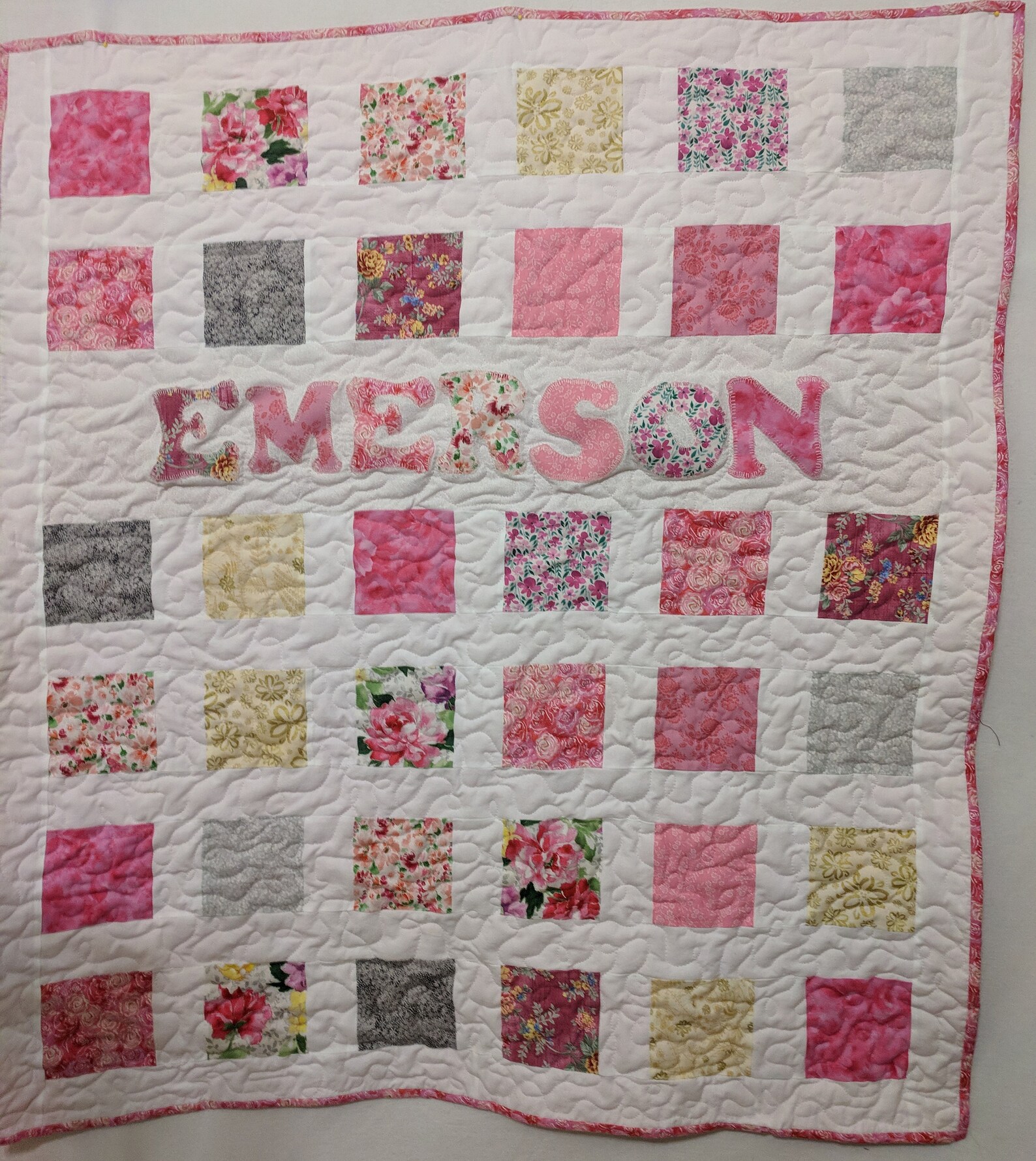 Color Square Baby Quilt W/name - Etsy