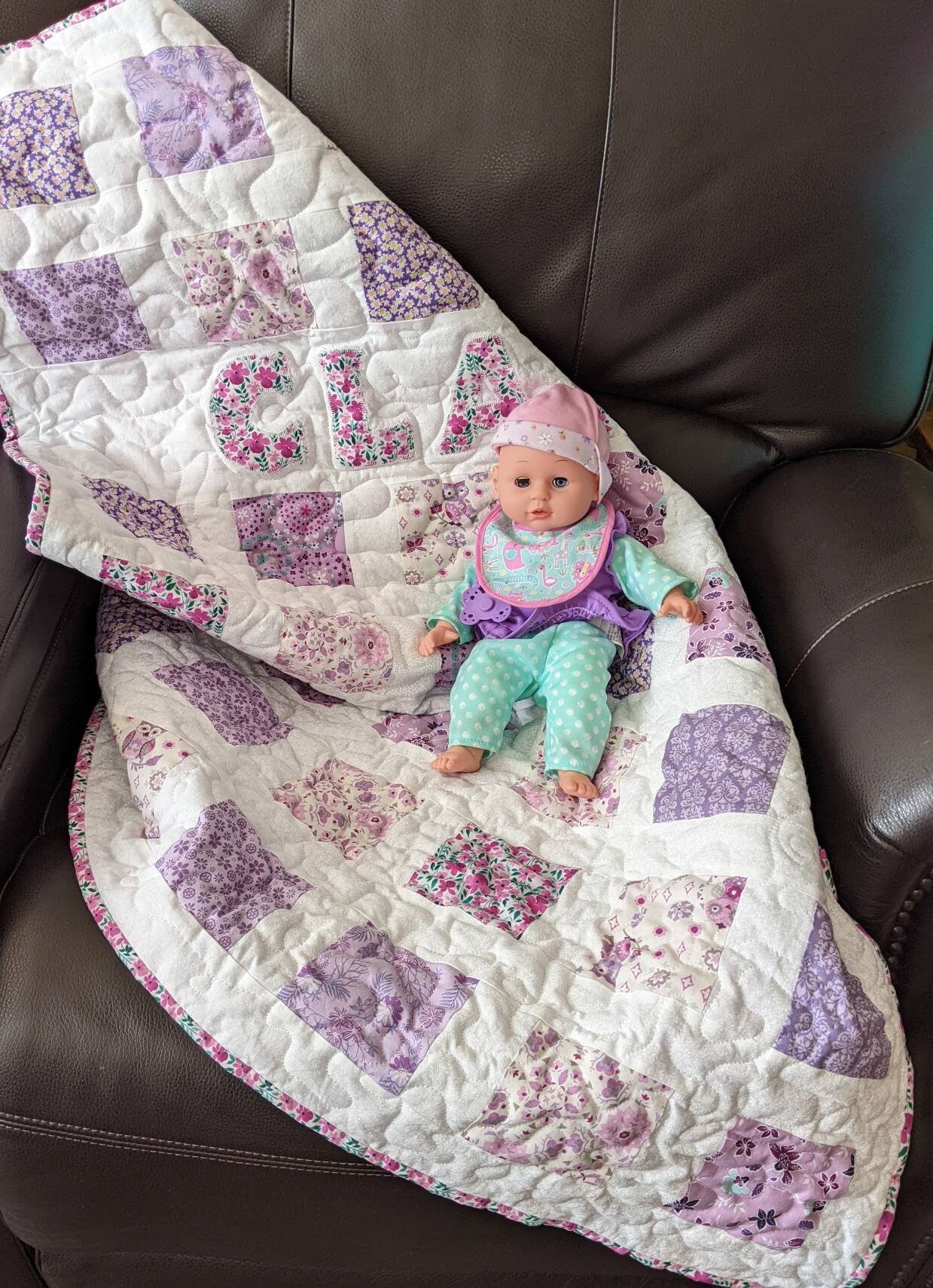 Color Square Baby Quilt W/name - Etsy