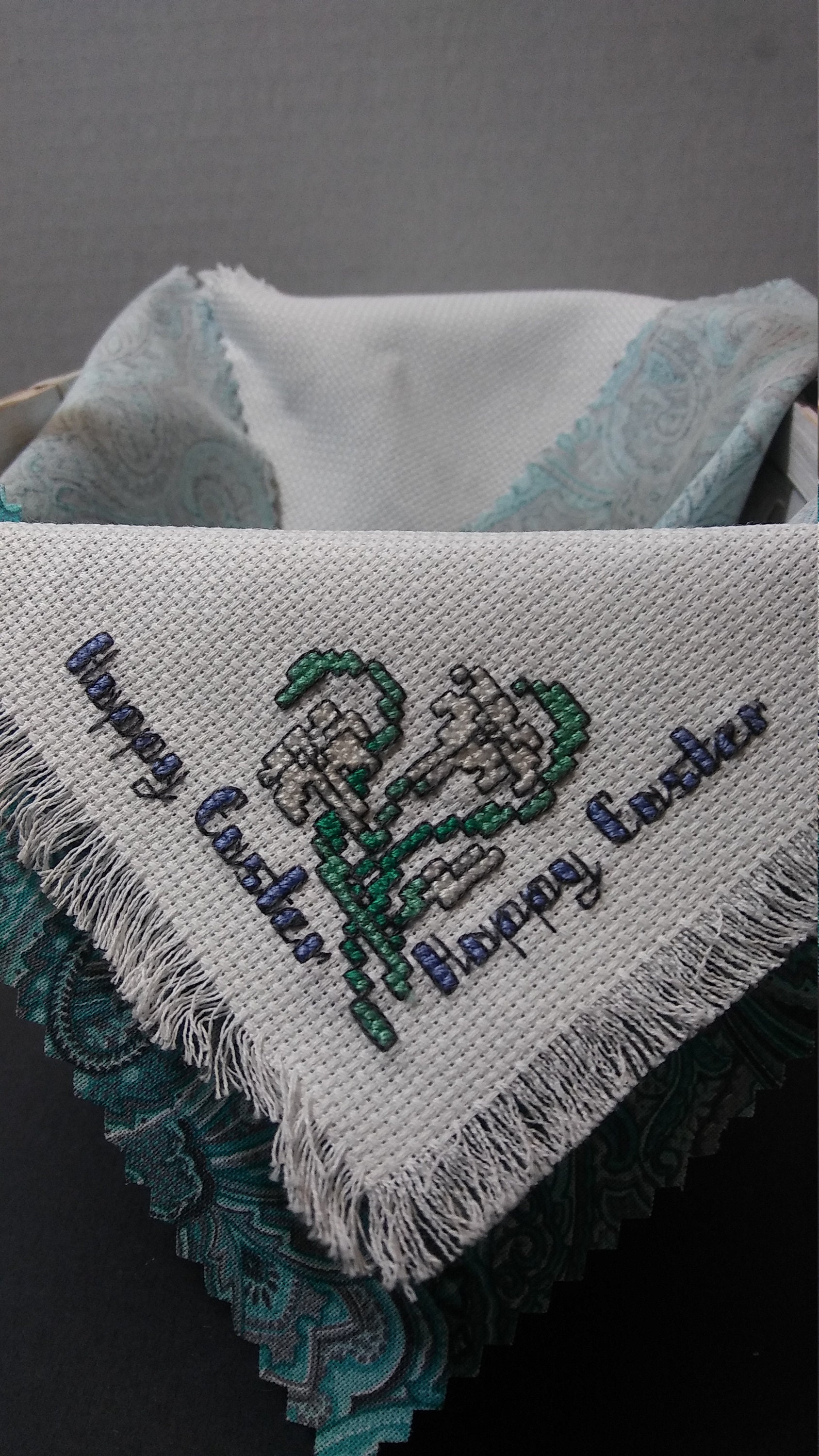 Easter Lily Motif With happy Easter Saying Completed Cross Stitch ...