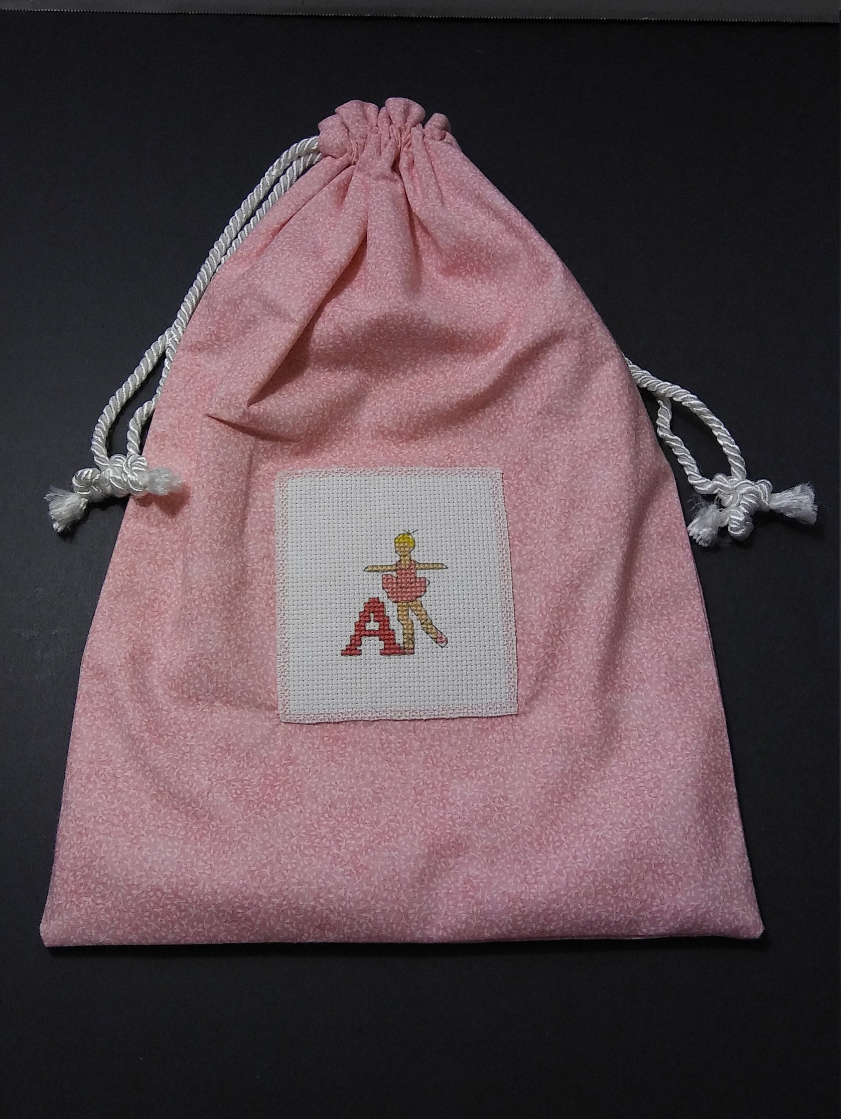 Pink Lined Draw String Bag With Pink Ballerina Girl and the - Etsy
