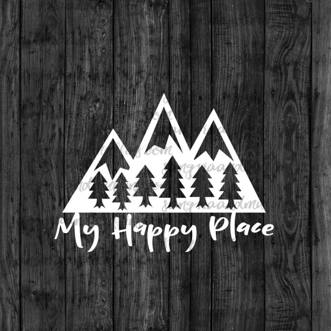 My Happy Place Mountains With Trees Decal - Car Decal - Window Decal ...