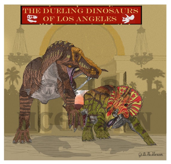 The Dueling Dinosaurs of Los Angeles | Etsy