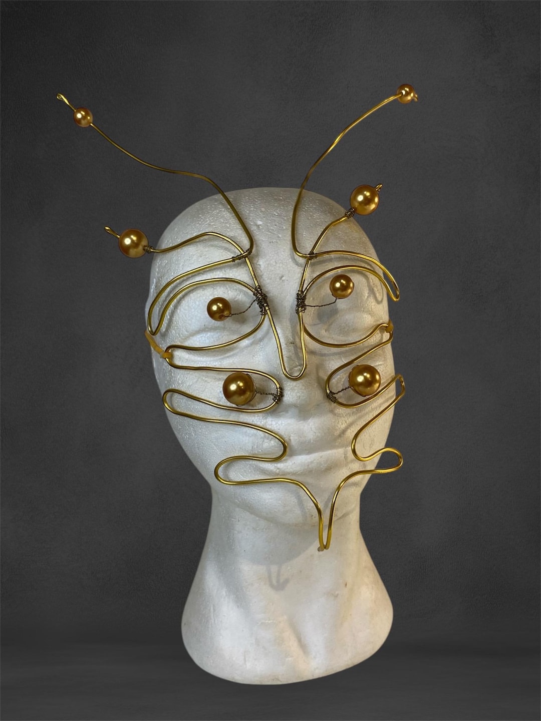 Gold Face Mask Wearable Art Unique Face Jewelry Fashion Mask Wire ...