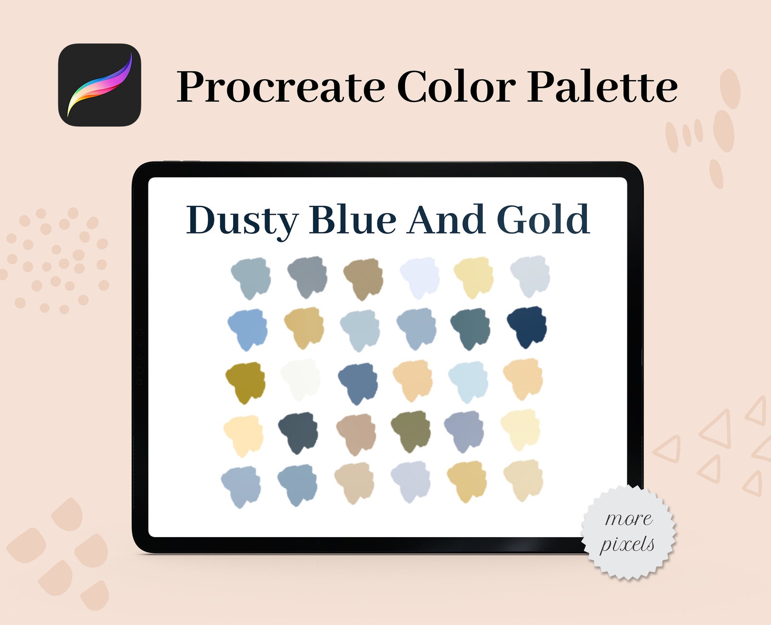 Dusty Blue and Gold Procreate Color Palette, Ipad, Color Palette ...