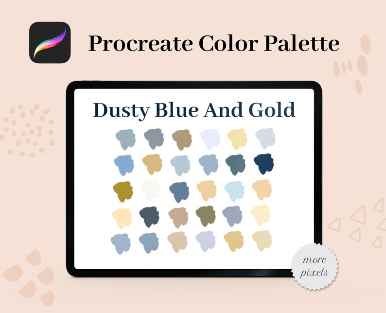 Dusty Blue and Gold Procreate Color Palette, Ipad, Color Palette ...