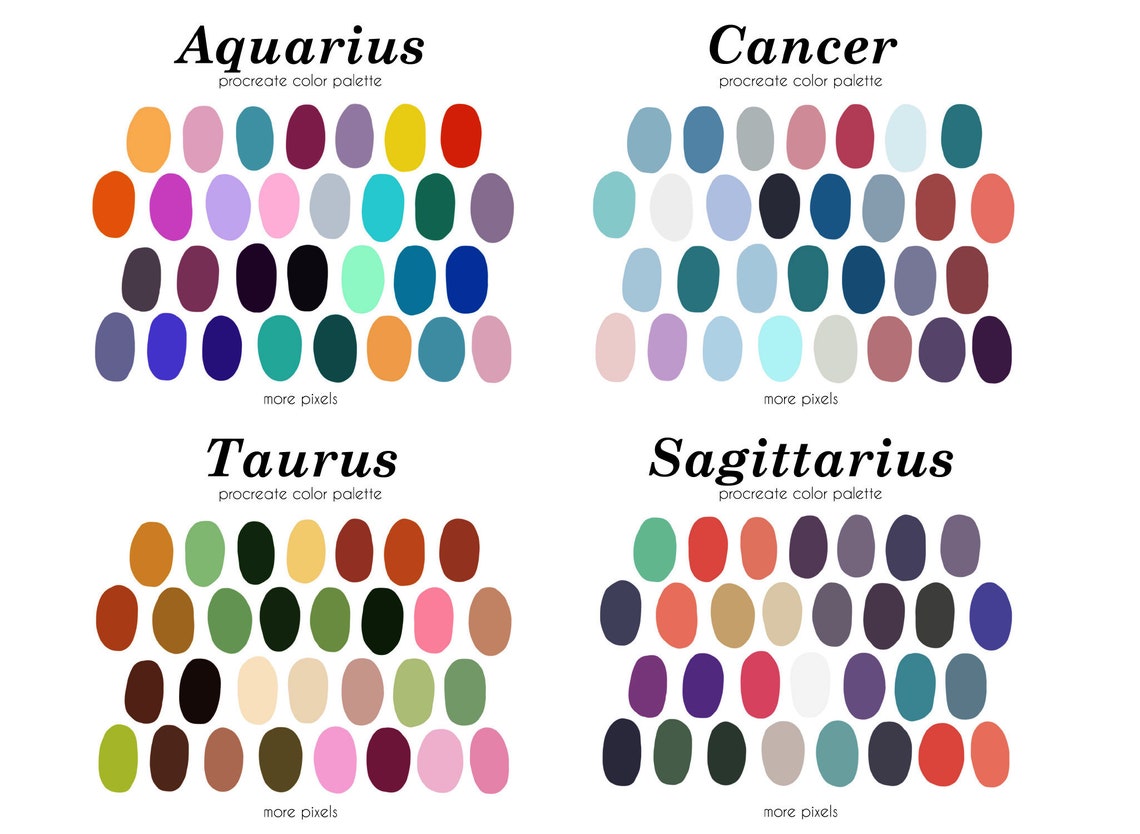 Bundle Procreate Color Palette, Zodiac Color Palette, Hex Code, Ipad ...